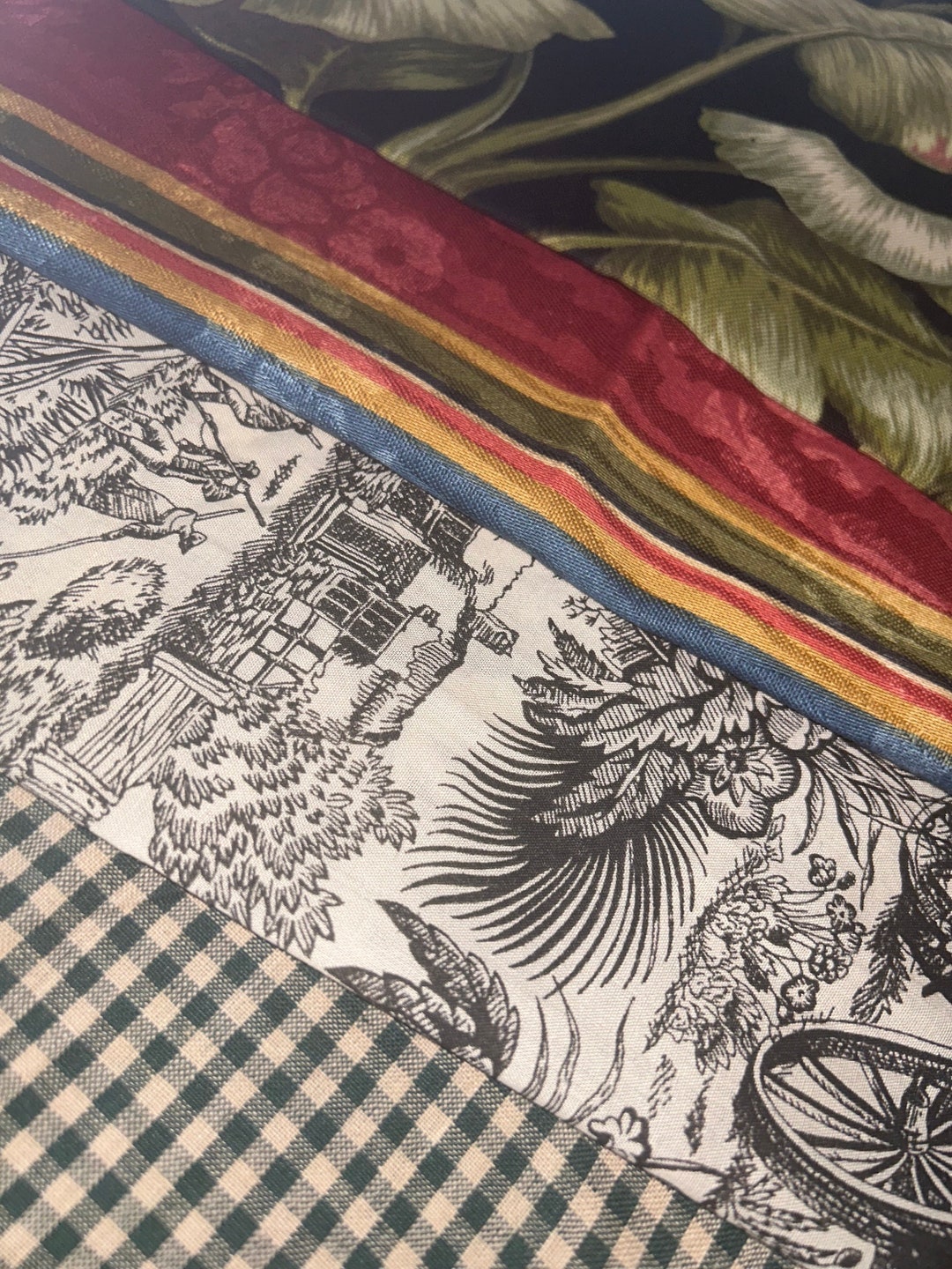 PROJECT French Country Style Toile Stripe Florals Fabric Bundle Quilt ...