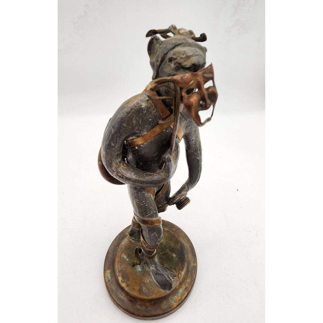 Vintage Bronze and Brass Flying Monkey Masked Statue Sculpture Please ...