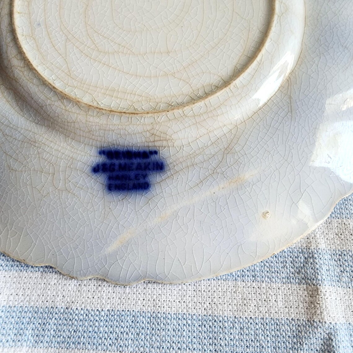 Set of 2 Antique J.G. Meakin Hanley England Flow Blue geisha 7.5 Bread ...