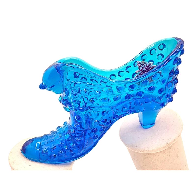 VTG Fenton Cobalt Blue Hobnail Glass Shoe Figurine Art Deco American ...