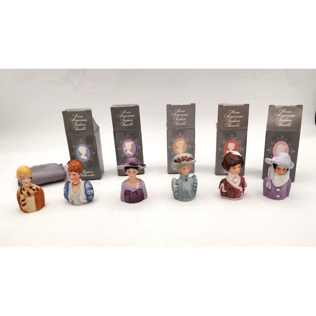 Avon American Fashion Thimbles Set of 6 Circa 1928-1947 Porcelain ...