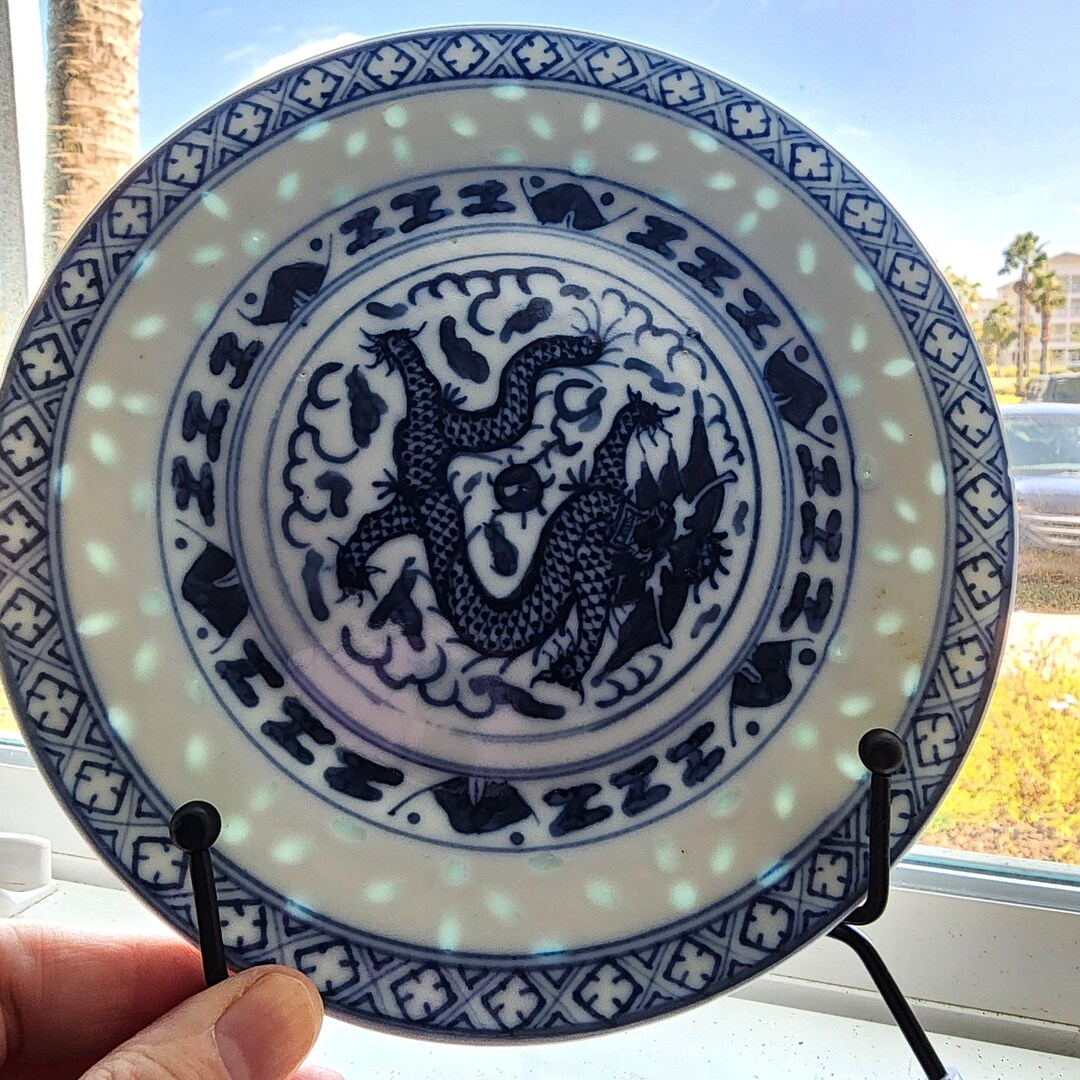 Set of 5 Chinese Wanyu Blue and White Porcelain Rice Grain/eye Pattern ...