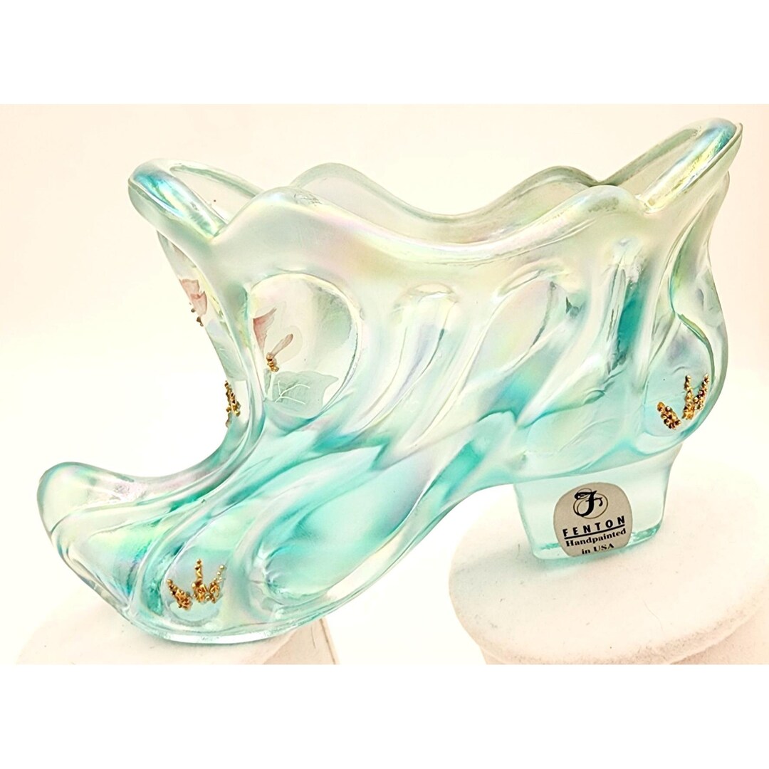 Fenton Handpainted Irridescent Glass Slipper Figurine Cinderella ...