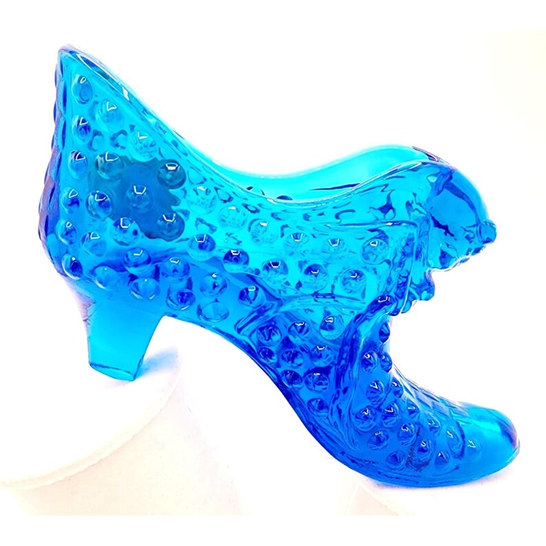 VTG Fenton Cobalt Blue Hobnail Glass Shoe Figurine Art Deco American ...