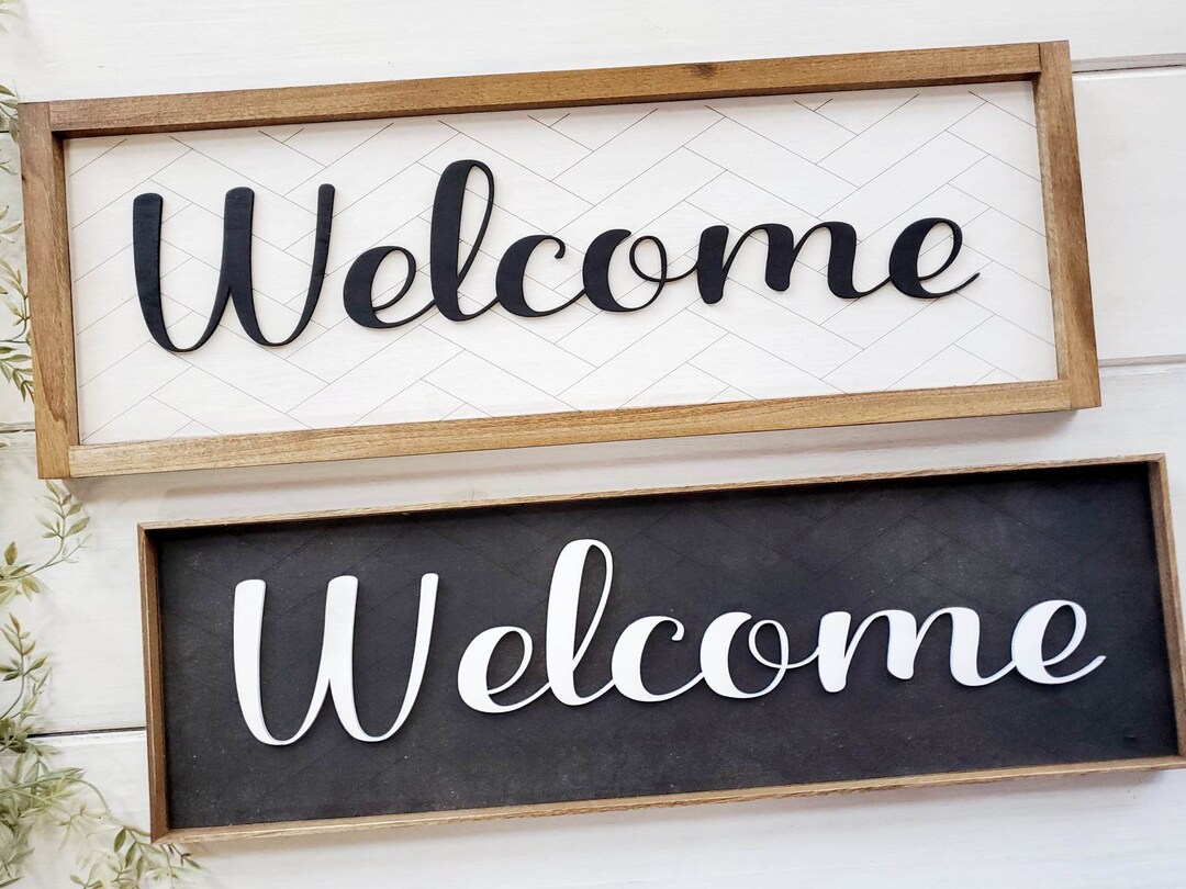 Welcome Sign, Entryway Sign, Porch Sign, Herringbone Welcome Sign ...