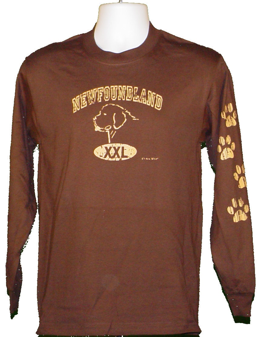Screen Printed (distressed) Newfoundland Shirt W/ Paws on Left Sleeve ...
