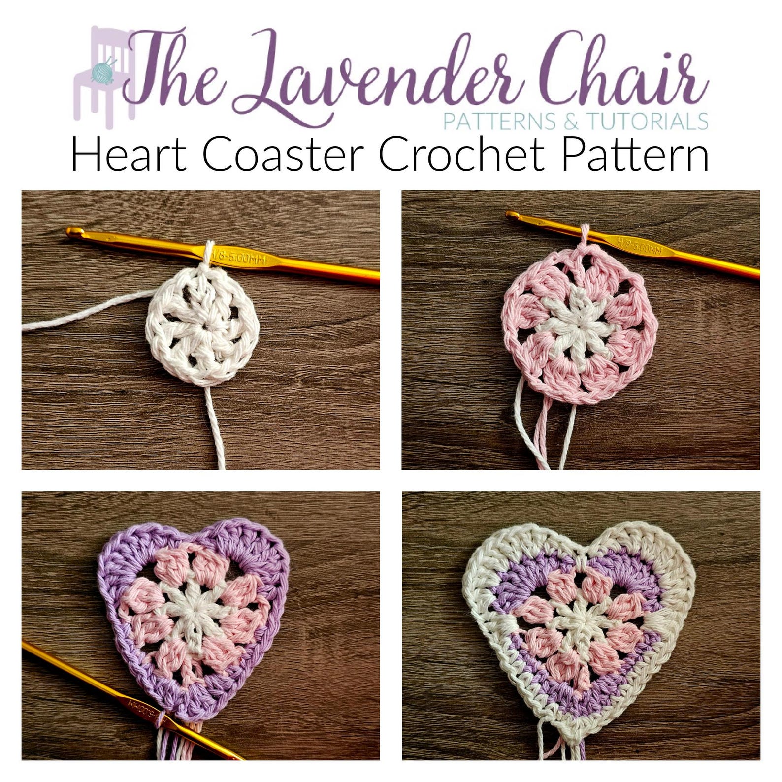Heart Coaster Crochet Pattern *PDF FILE ONLY* the Lavender Chair ...