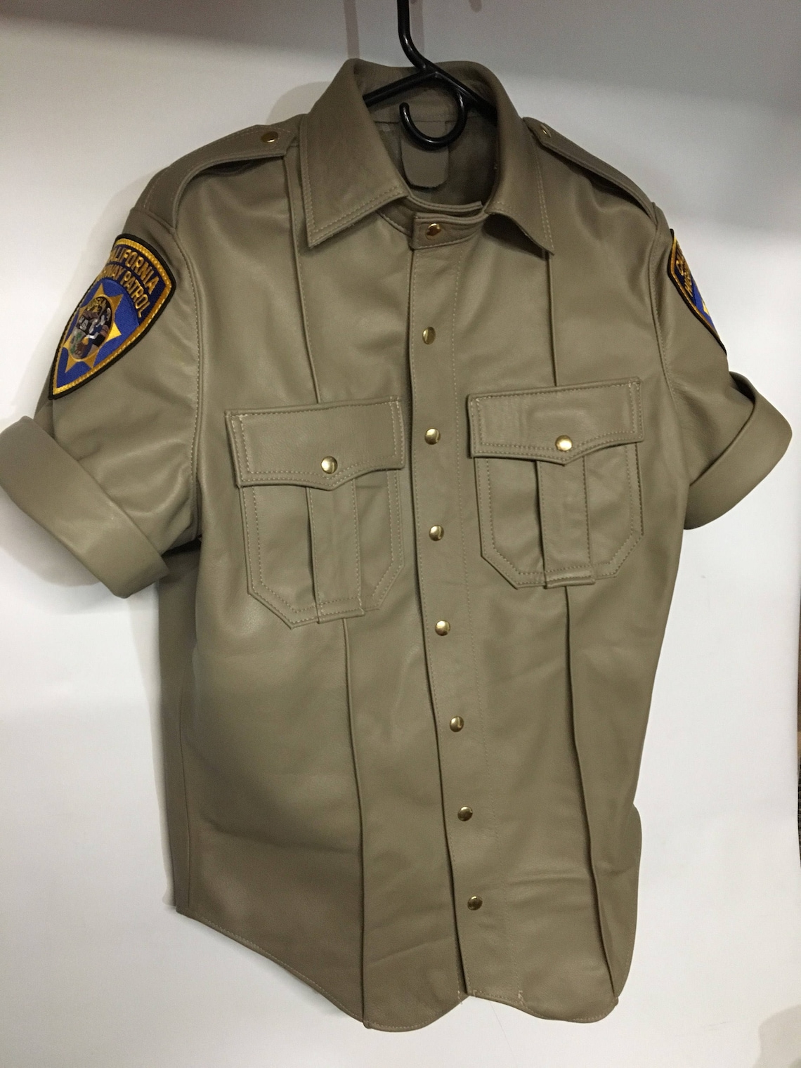 Leather Police shirt tan short sleeve CHP and other | Etsy