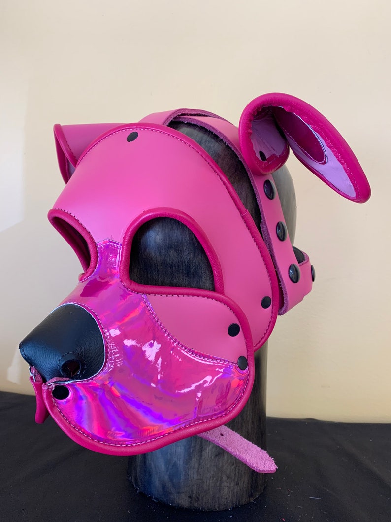 Leather and Holographic Puppy Hood - Etsy UK