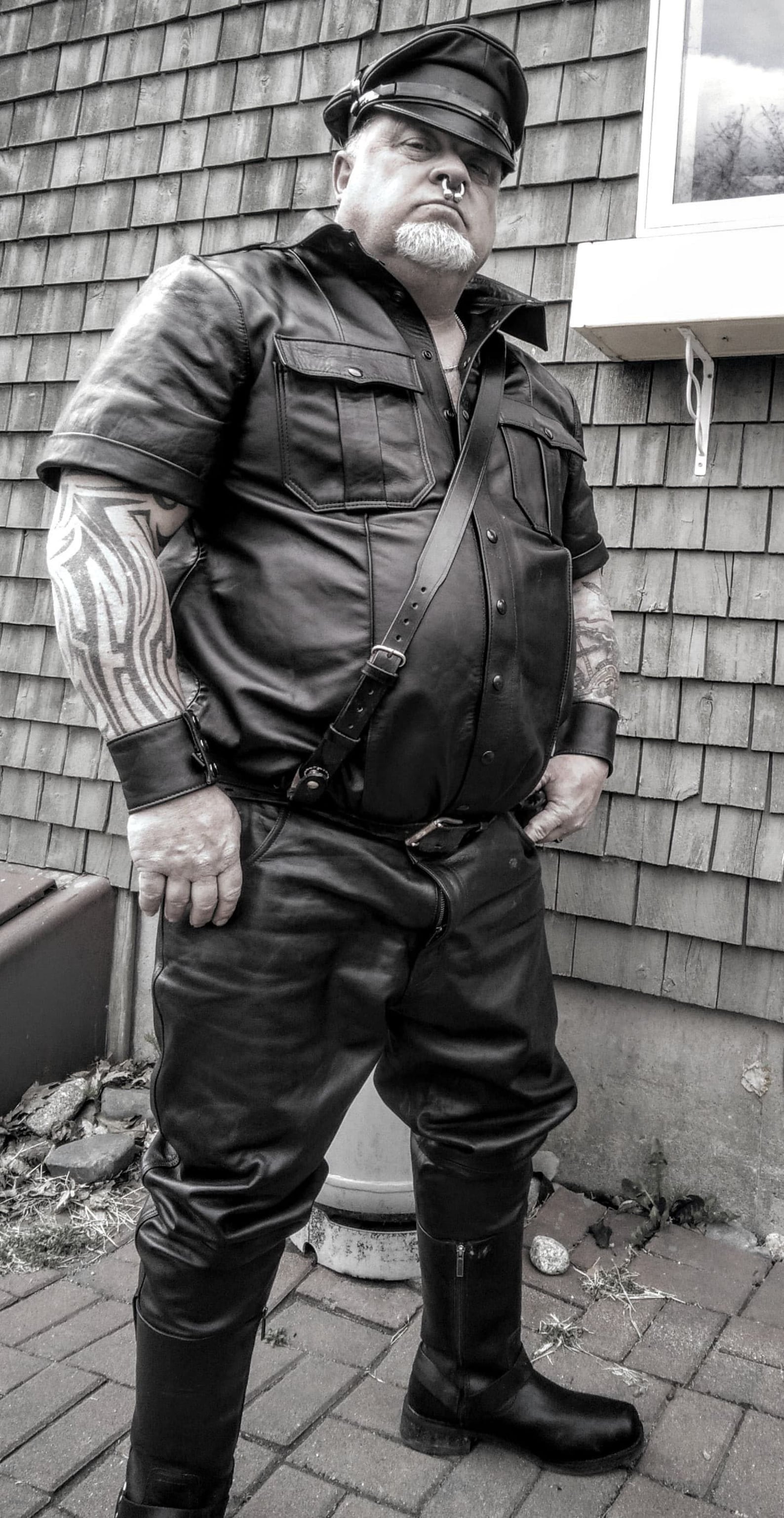 Black Leather Military Shirt, Short Sleeve - Etsy