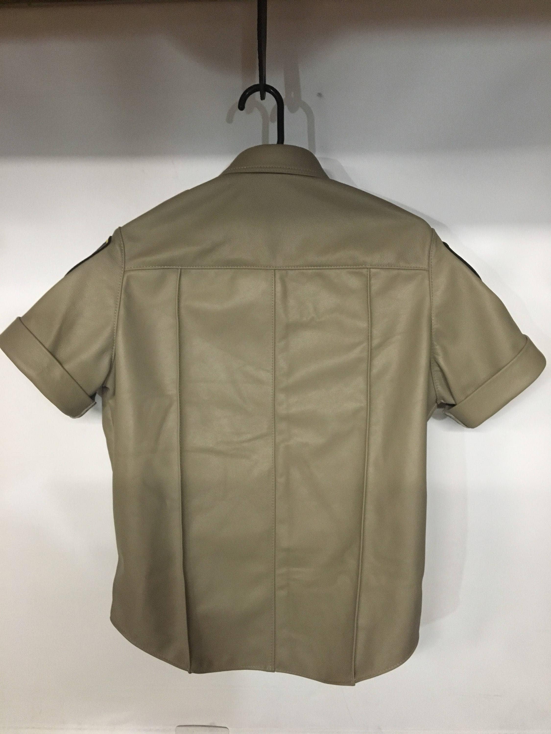 Leather Police shirt tan short sleeve CHP and other | Etsy