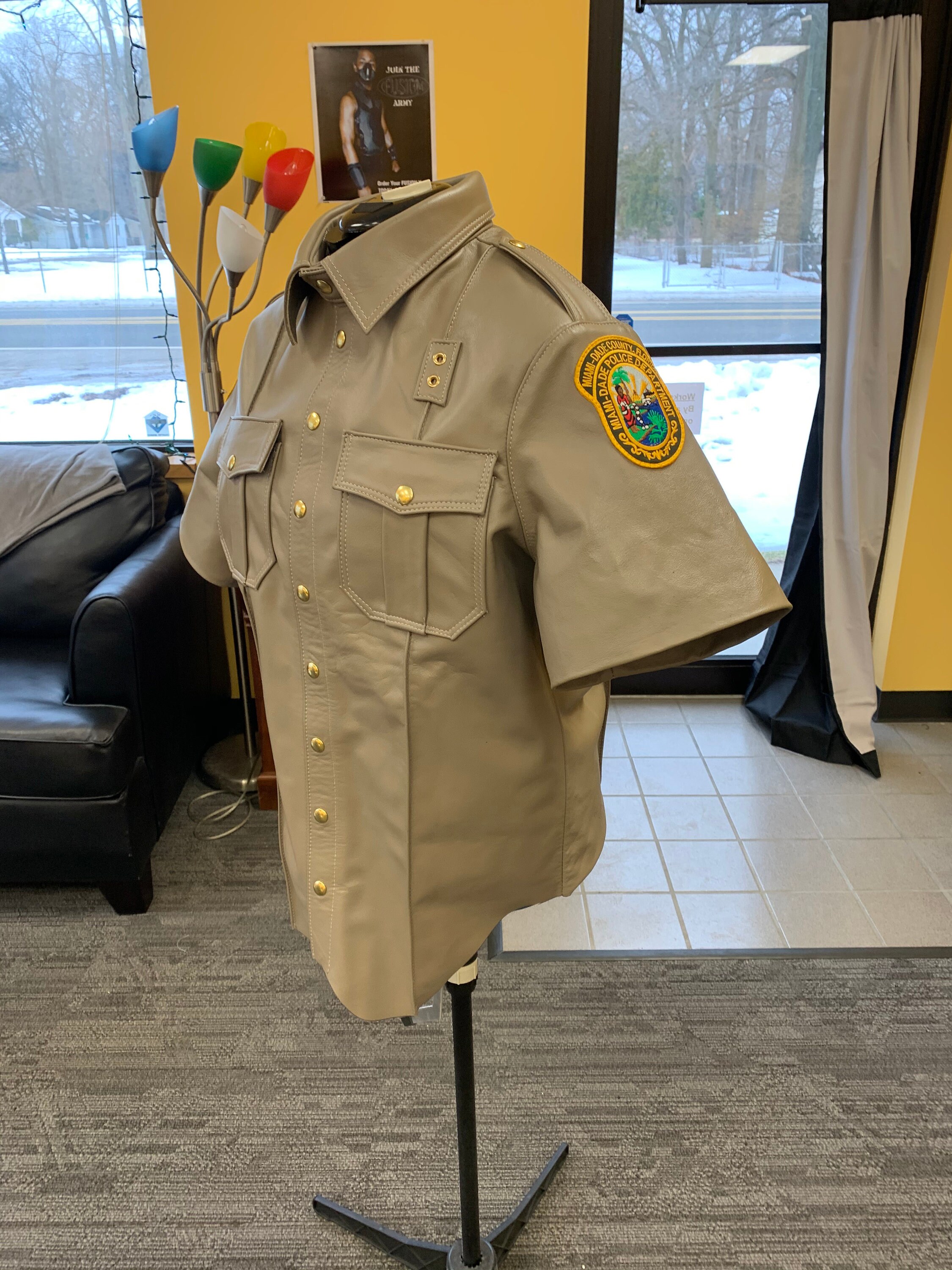 Leather Police shirt tan short sleeve CHP and other | Etsy