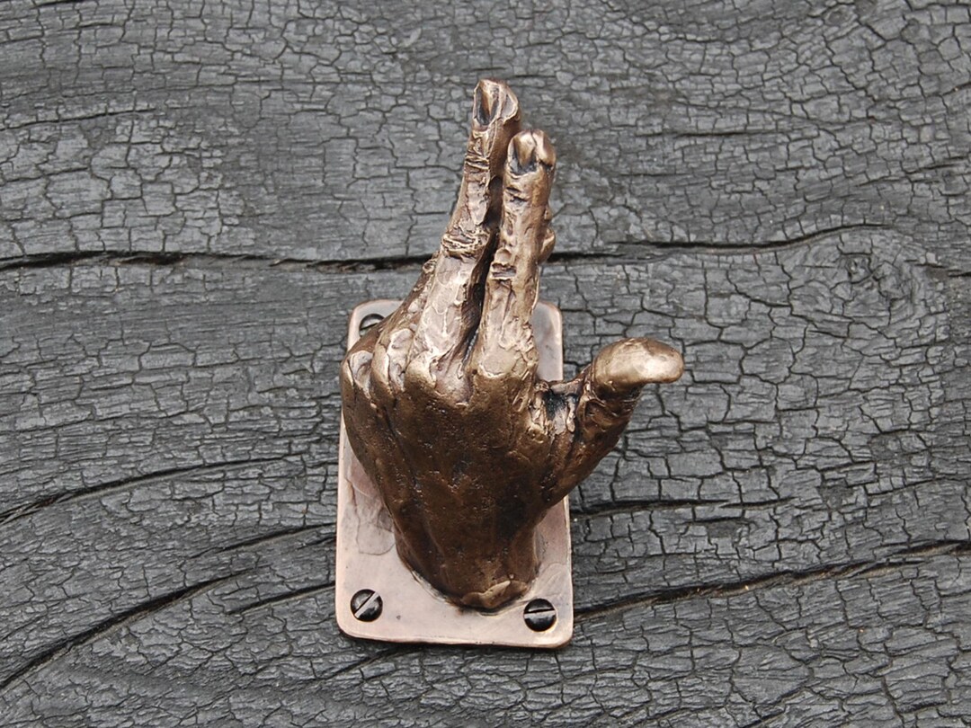 Whimsical Hand Coat Hook in Solid Bronze: Quirky Wall Accent (10-12cm ...