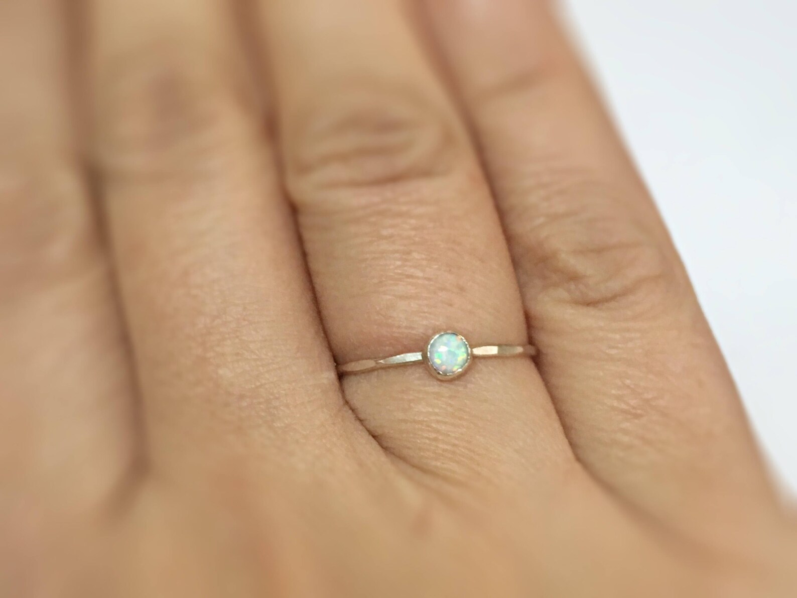 October Birthstone Ring White Opal Ring Stacking Rings - Etsy