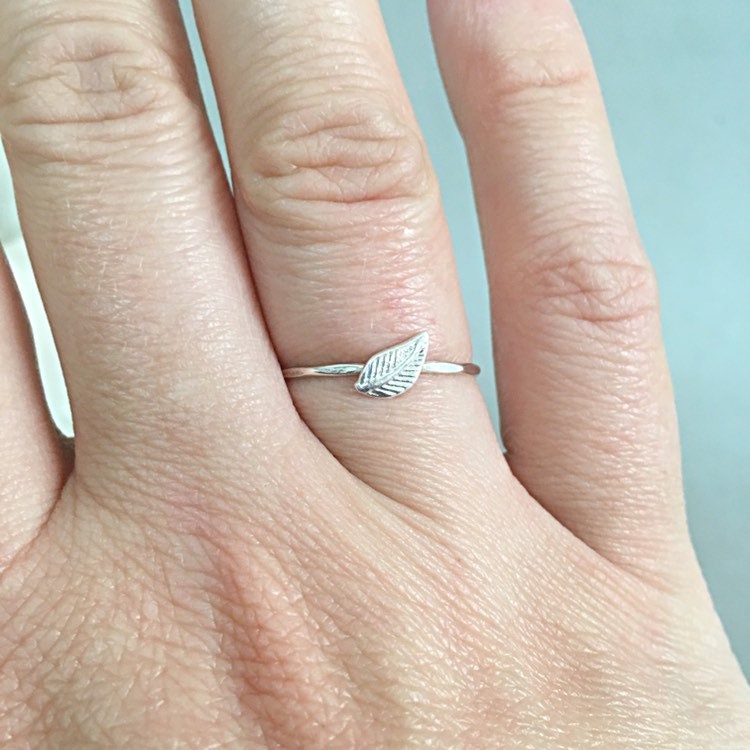 Stacking Ring Set Silver Stackable Rings for Women Leaf Ring | Etsy