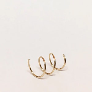 Triple Hoop Earrings, Corkscrew Earrings, Triple Lobe Earring, Spiral ...