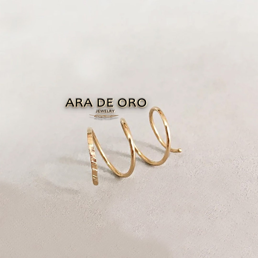 Triple Lobe Earring Set, Triple Piercing Spiral, Triple Twist Earrings, Piercing Earrings Gold ...