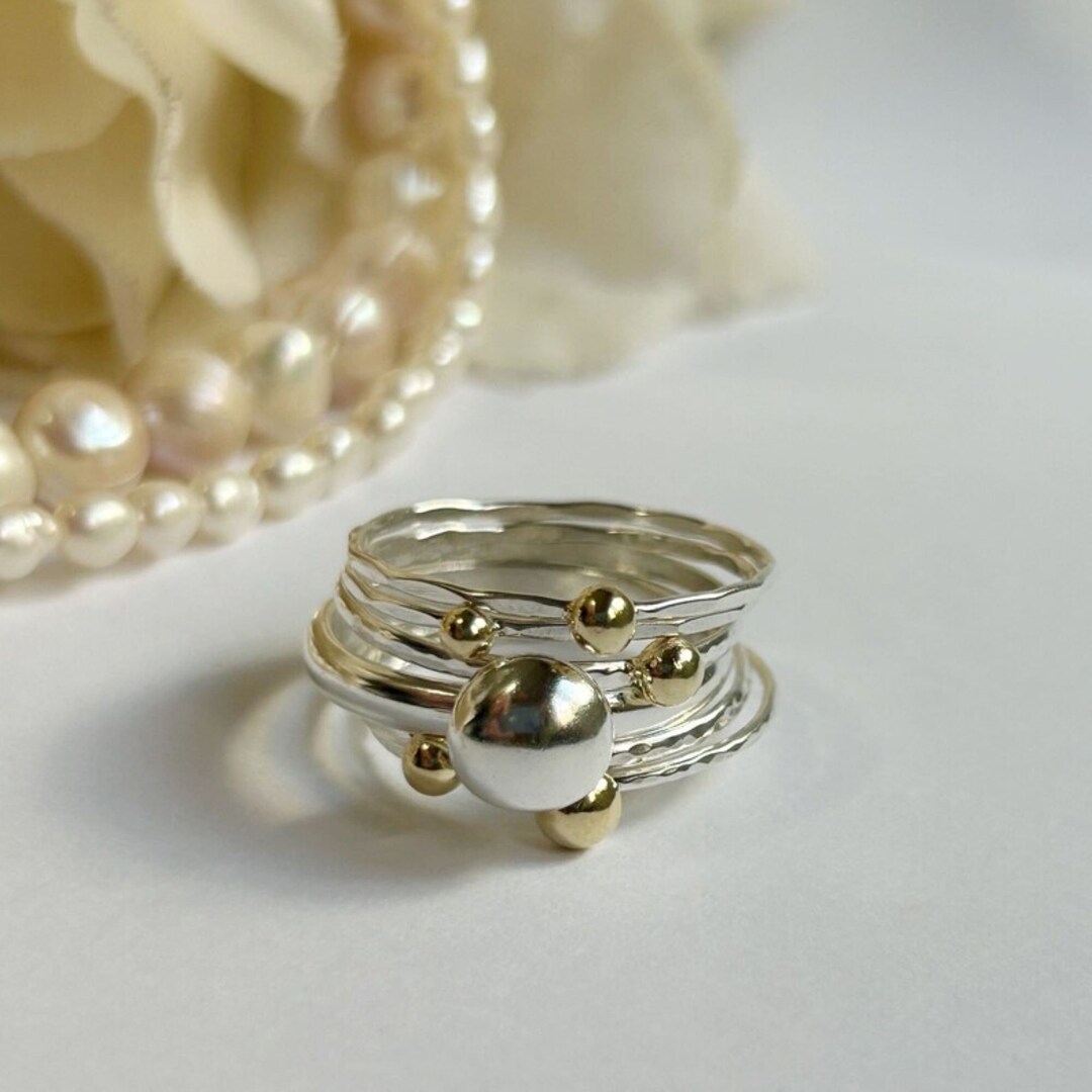 Stacking Rings Set Sterling Silver, Thin Rings for Women, Stackable ...