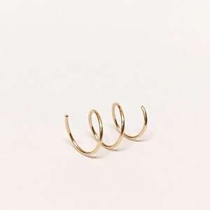 Triple Hoop Earrings, Corkscrew Earrings, Triple Lobe Earring, Spiral ...