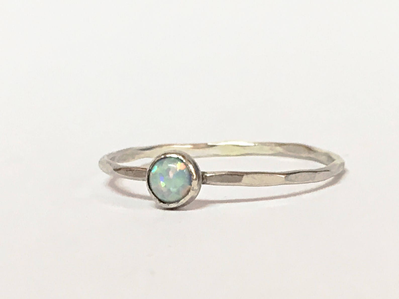 October Birthstone Ring White Opal Ring Stacking Rings - Etsy