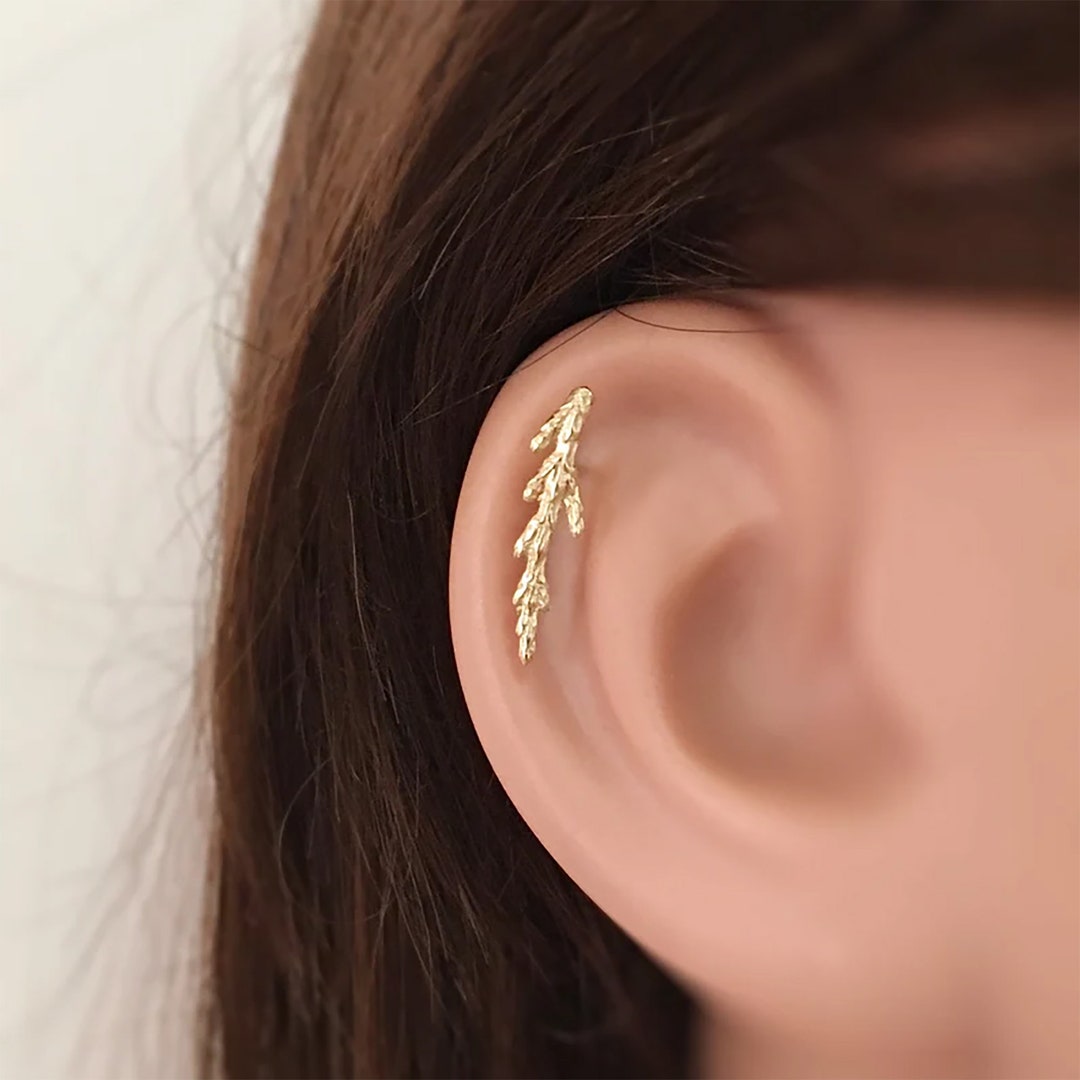 Helix Climber Earring 14K Gold, Helix Piercing Earring, Ear Climber ...