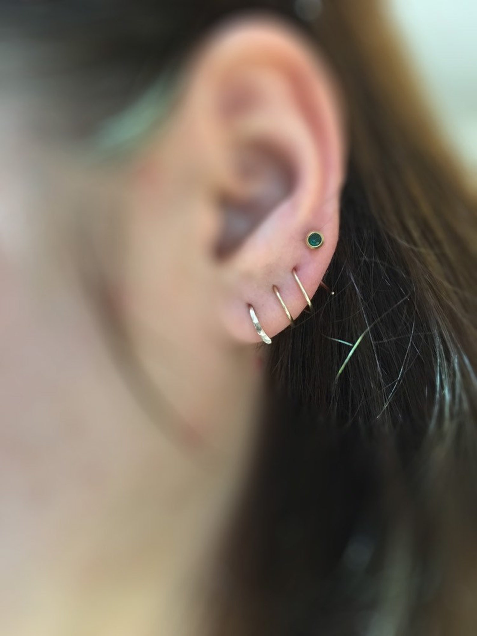 Spiral Earrings Gold Triple Hoop Earrings Triple Piercing - Etsy