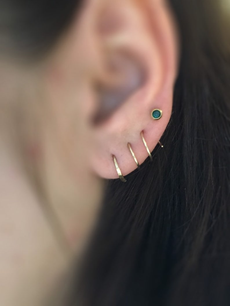 Spiral Earrings Gold Triple Hoop Earrings Triple Piercing | Etsy