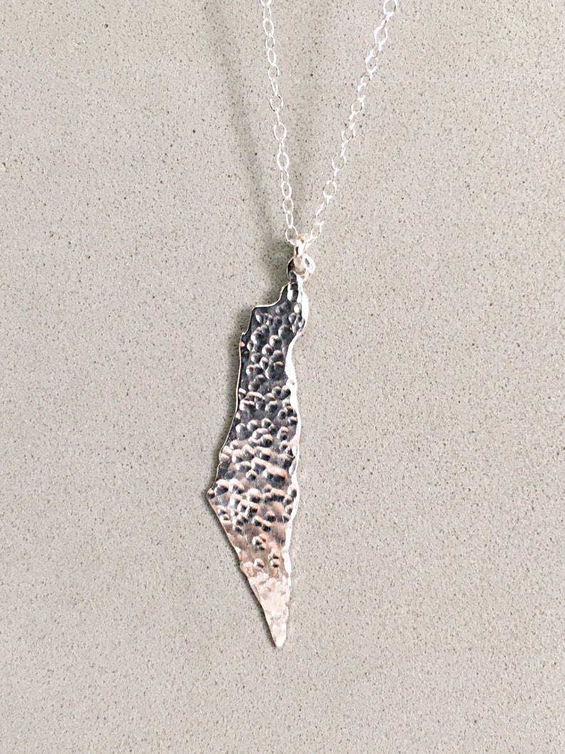 Israel Necklace, Map Necklace Silver, Bar Mitzva Gift Necklace, Israel ...