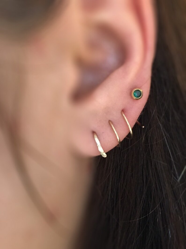 Spiral Earrings Gold Triple Hoop Earrings Triple Piercing - Etsy