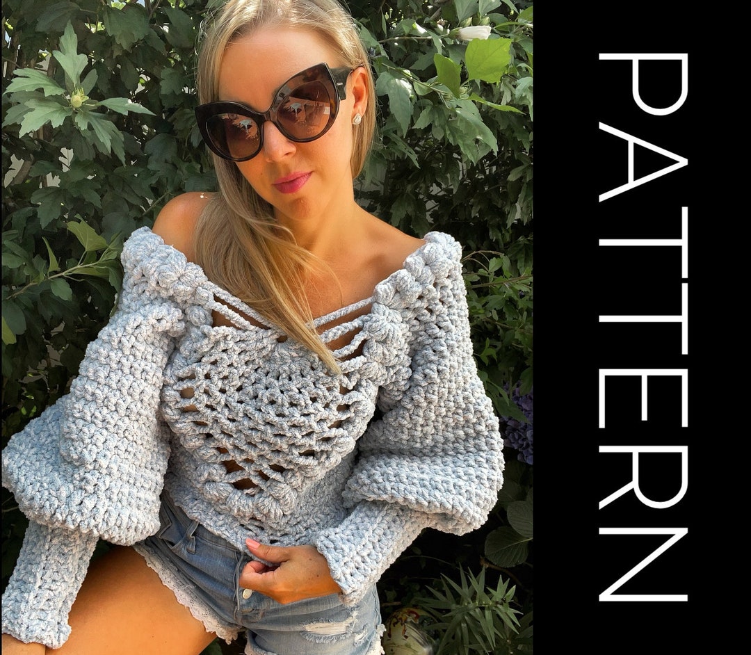 Crochet Sweater Pattern: Oversized Cold Shoulder Pullover (PDF Pattern ...