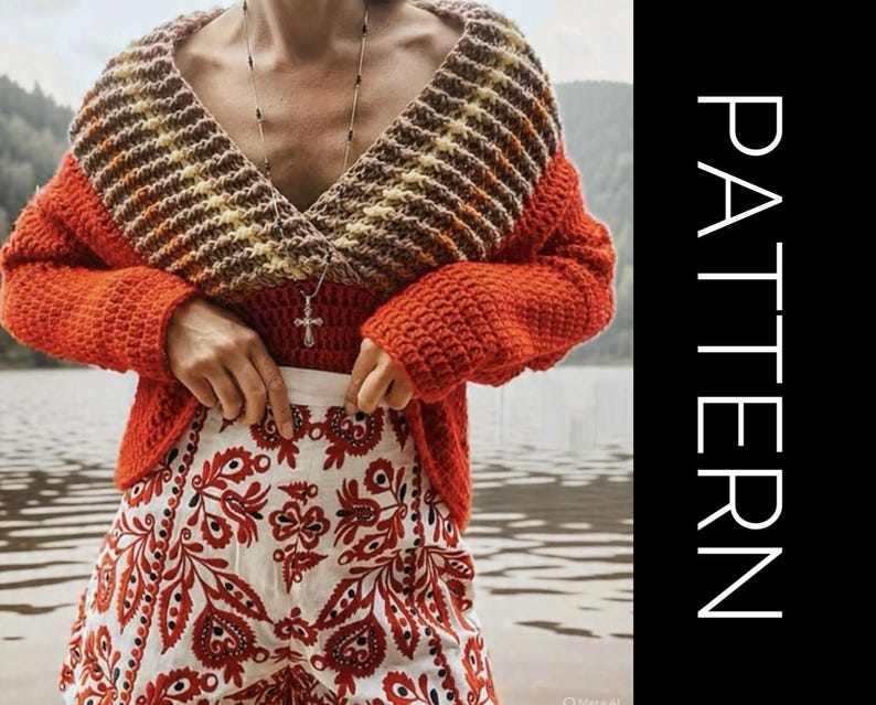 Boho Crochet Sweater Pattern: Oversized Chunky Sleeves (PDF Pattern) - Etsy
