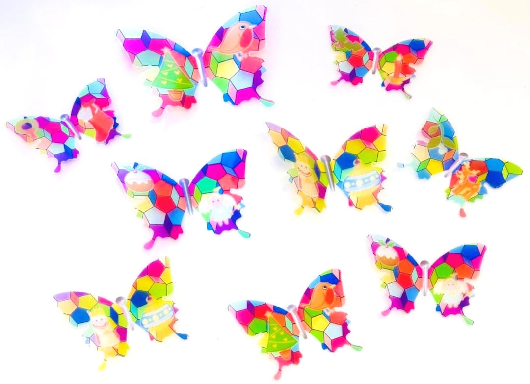Christmas Stained Glass Effect Butterfly Decor.butterfly Sun Catchers ...