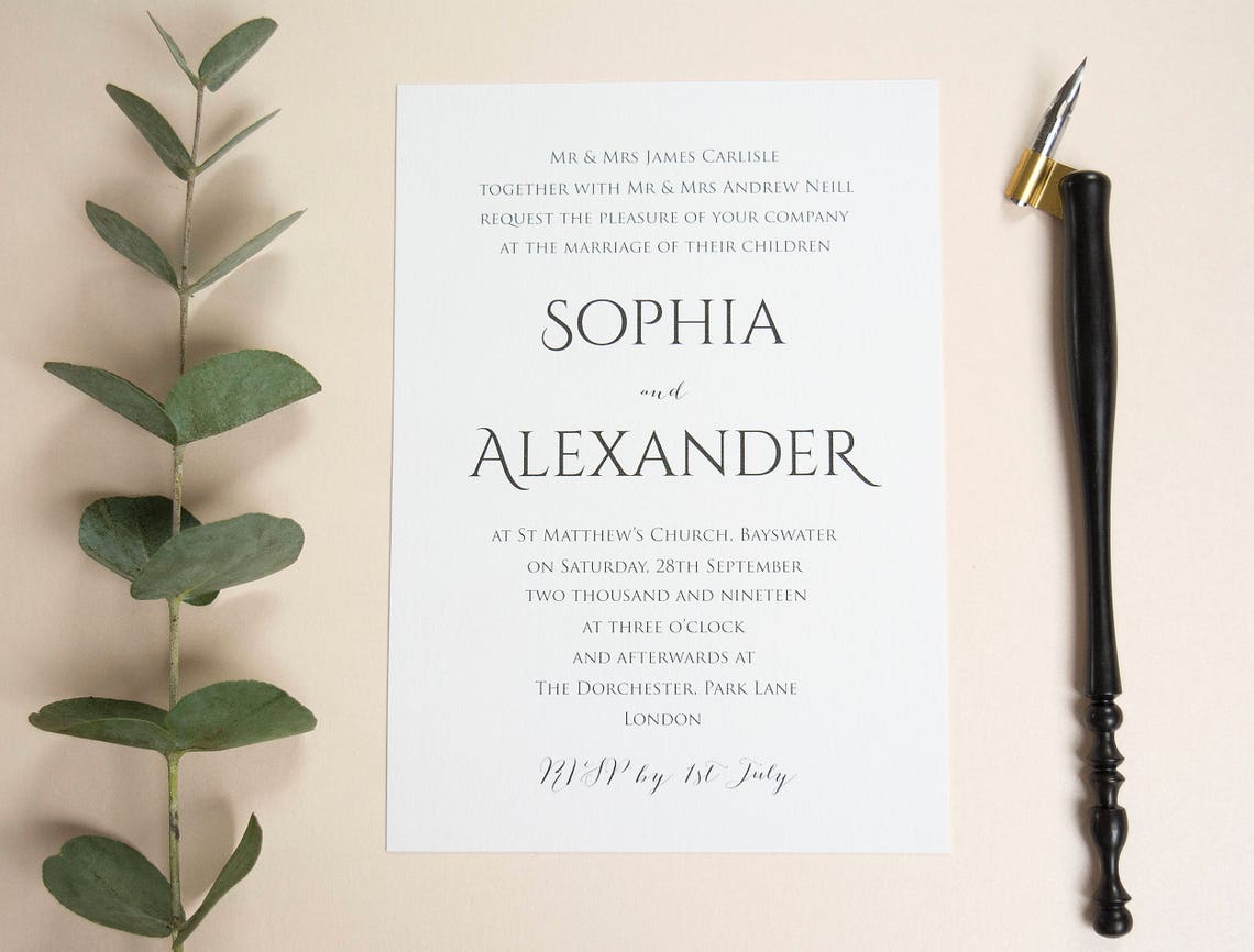 Traditional simple wedding invitations /modern classic wedding | Etsy