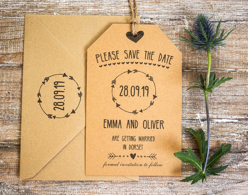 Rustic Boho Save the Date Card Tag/ Shabby Chic Save the Date Invite ...