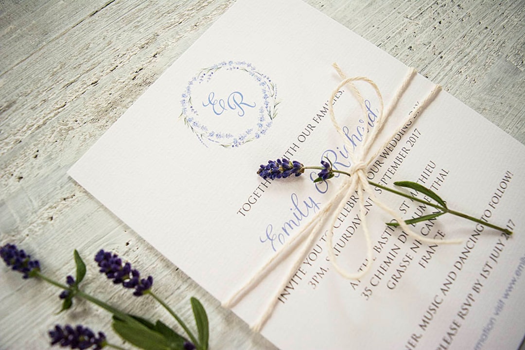 Lavender Wedding Invitations With Twine /invite Suite / Rustic ...