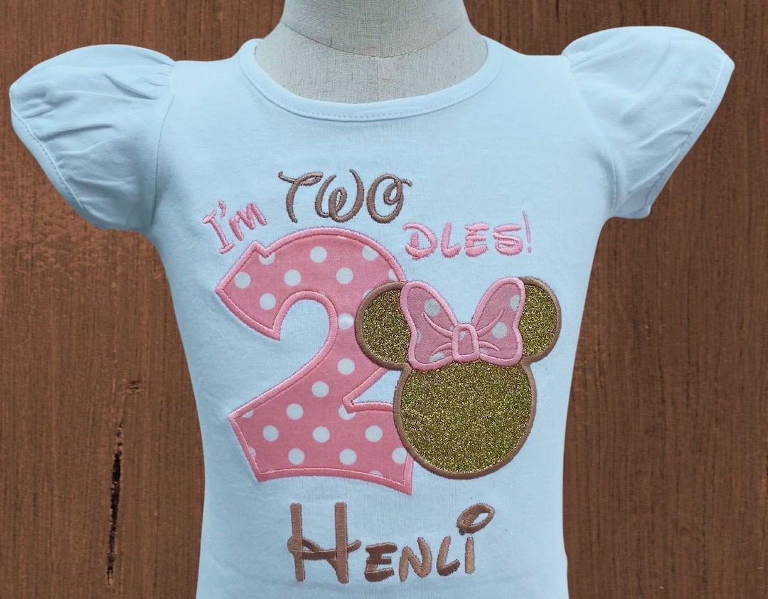 I'm Twodles Minnie Mouse Shirt Pink Polka Dot and Gold - Etsy
