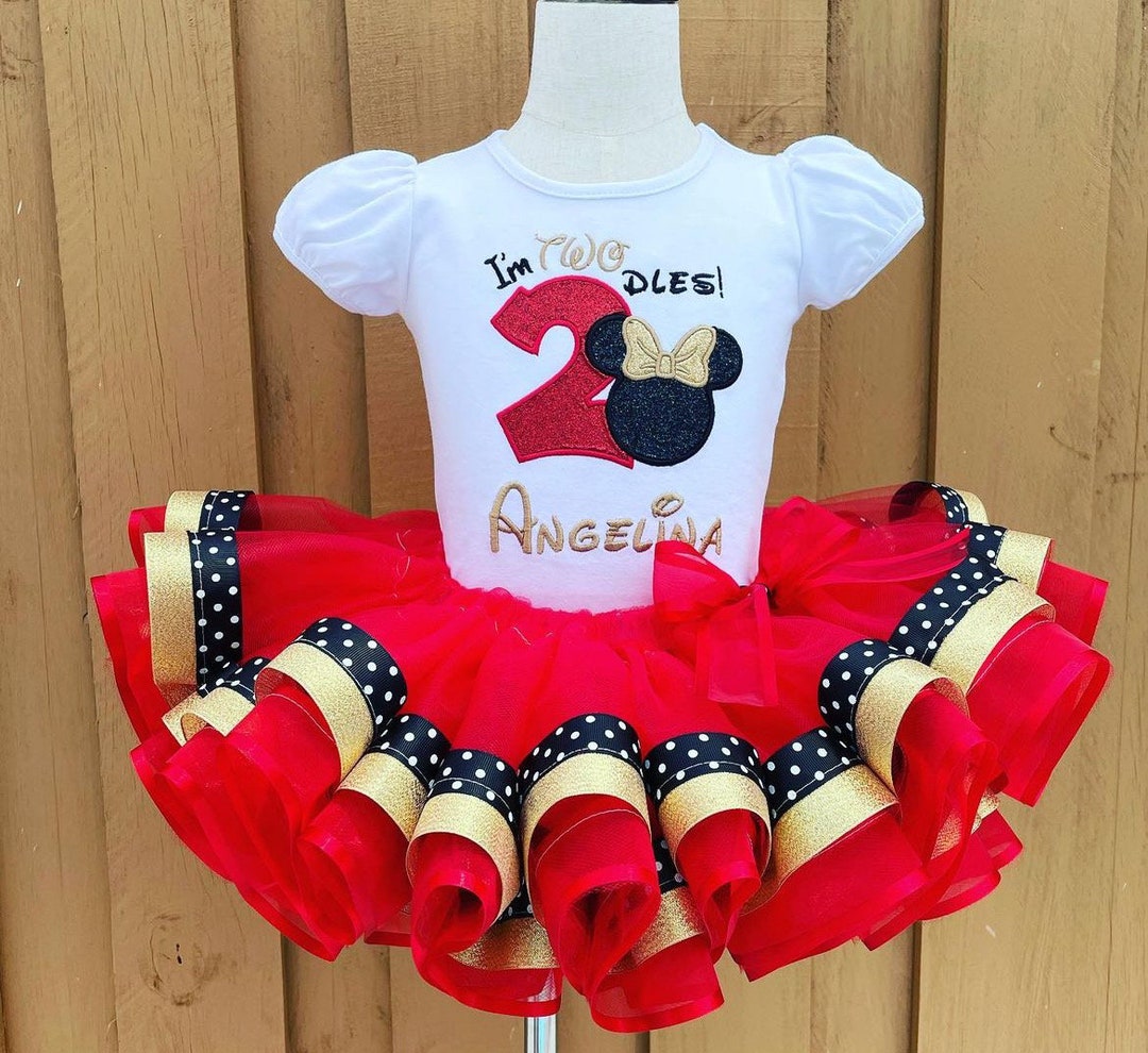 I'm Twodles Minnie Mouse Red and Gold Tutu Set - Etsy
