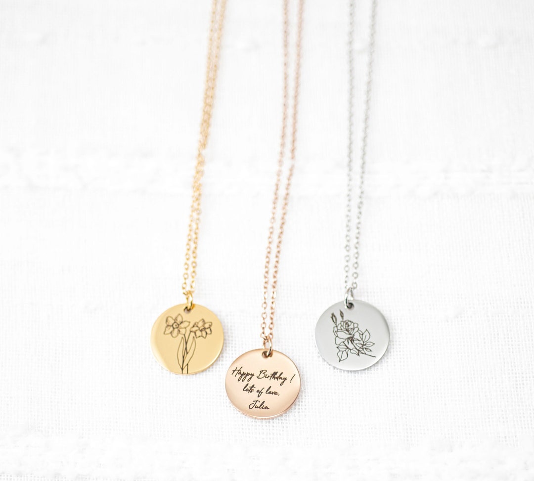 Personalized Birth Flower Necklace, Waterproof Stainless Steel - Etsy