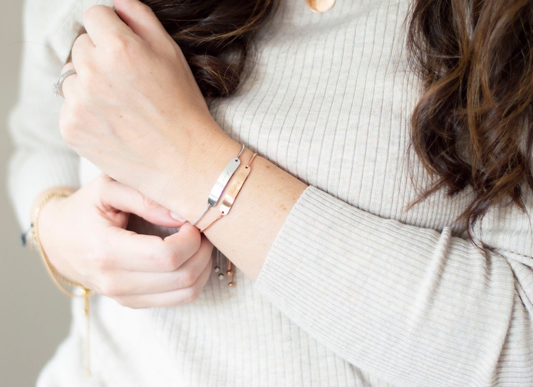 Bracelet nom inoxydable, argent, or ou or rose, bracelet nom, bracelet ...