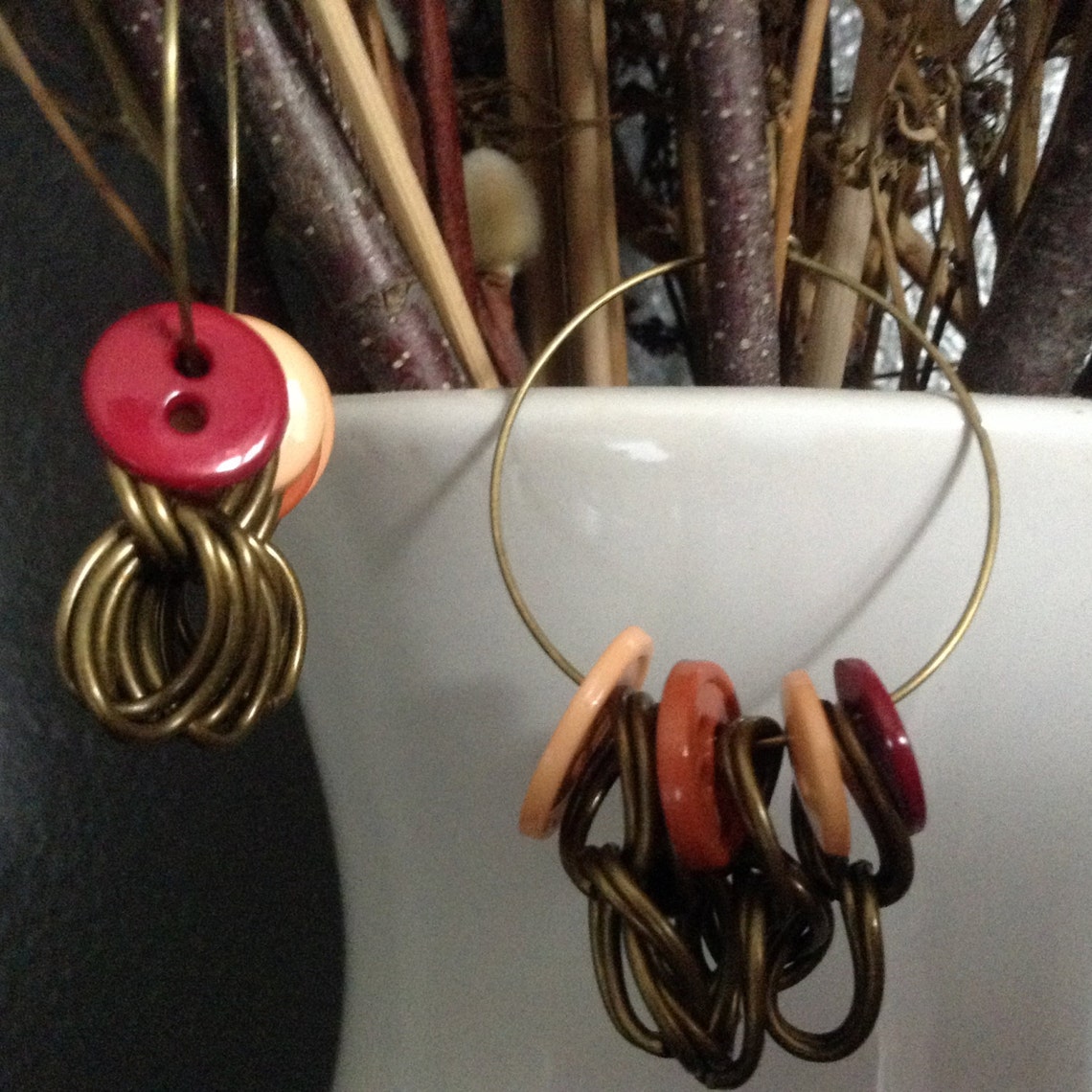 Button Hoop Earrings - Etsy