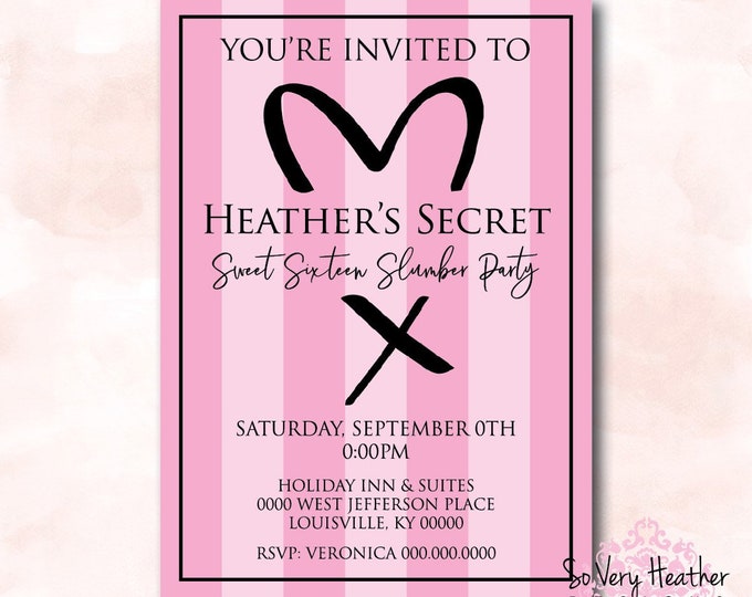 PINK Secret Birthday Party Invitation Digital File OR Printed - Etsy