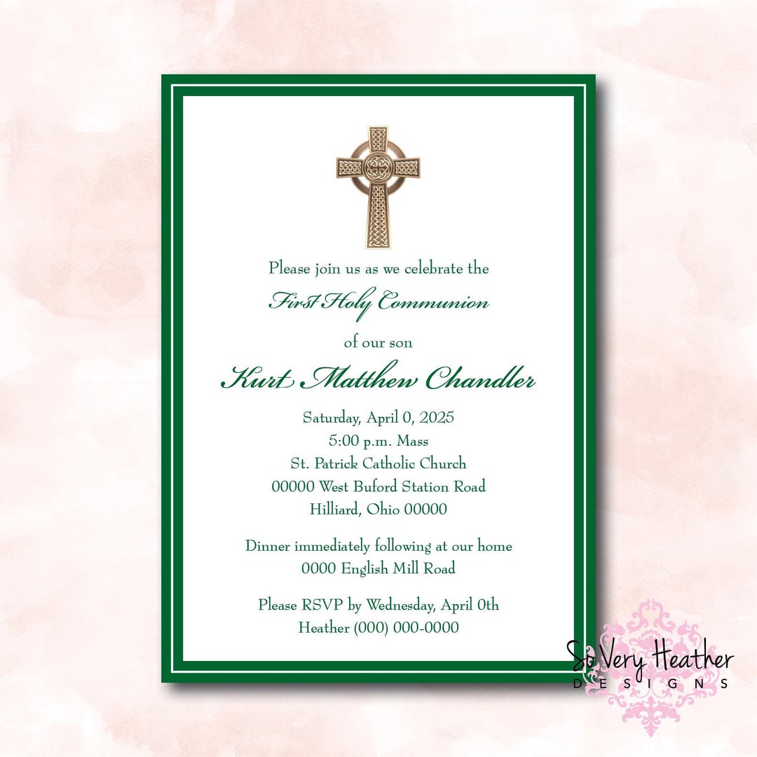 Baptism, First Communion, RCIA, Confirmation Invitations Digital File ...