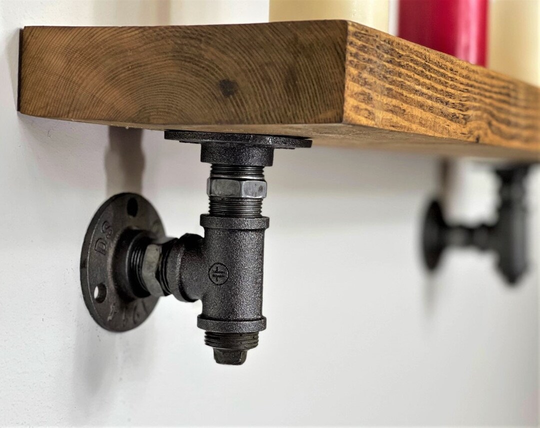 Chunky Pipe Shelf Brackets, Cast Iron. Retro Funky Pipe Brackets ...
