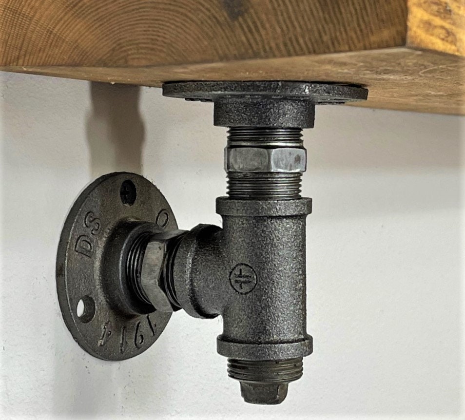 Chunky Pipe Shelf Brackets, Cast Iron. Retro Funky Pipe Brackets ...