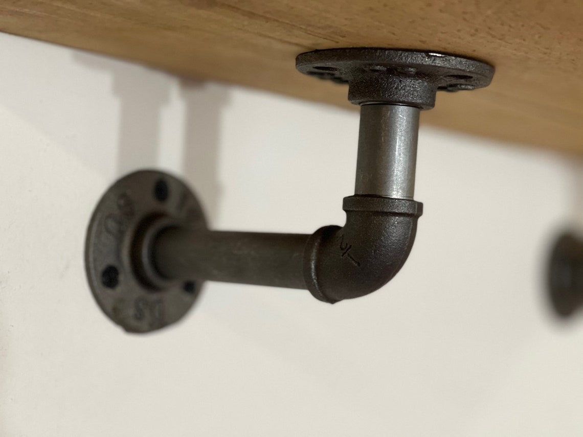 PAIR of LONG PIPE Shelf Brackets - Ideal for 7-9" Shelves, Scaffold ...