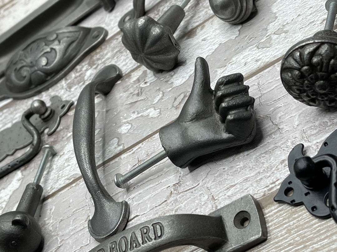 Cast Iron Hand Made Cupboard/drawer/cabinet Knobs,handles- Huge Range ...