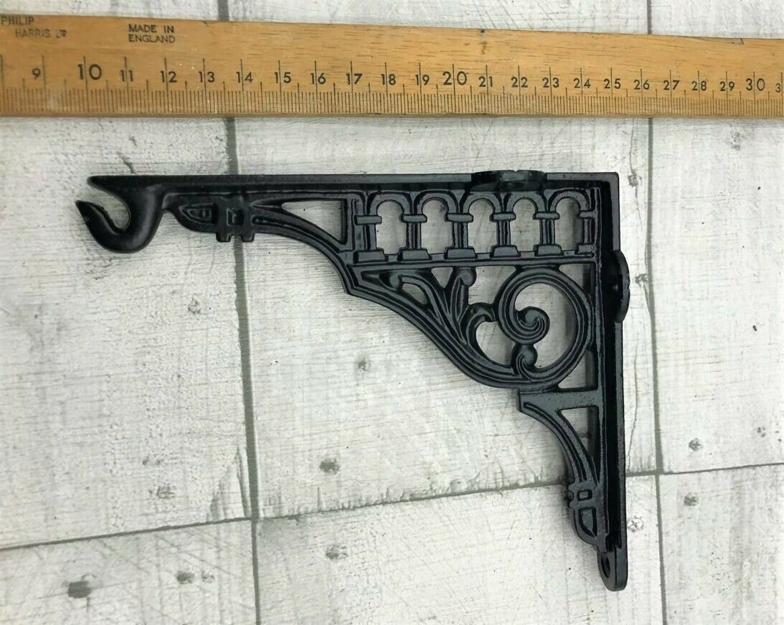 PAIR of Cast Iron ROMAN HOOK Shelf Bracket 5" X 6" Antique Vintage ...