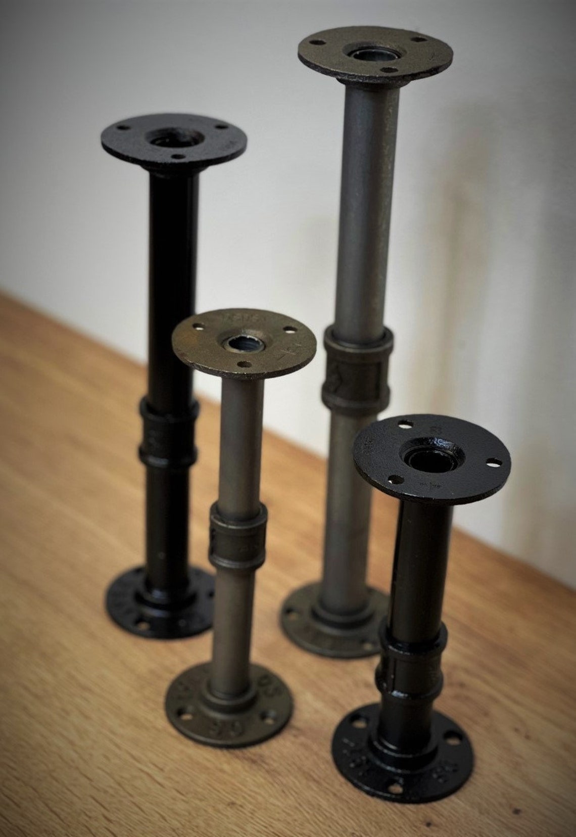 Set of 4 STEAMPUNK Jointed 3/4" PIPE Furniture Legs , Grey and Black ...