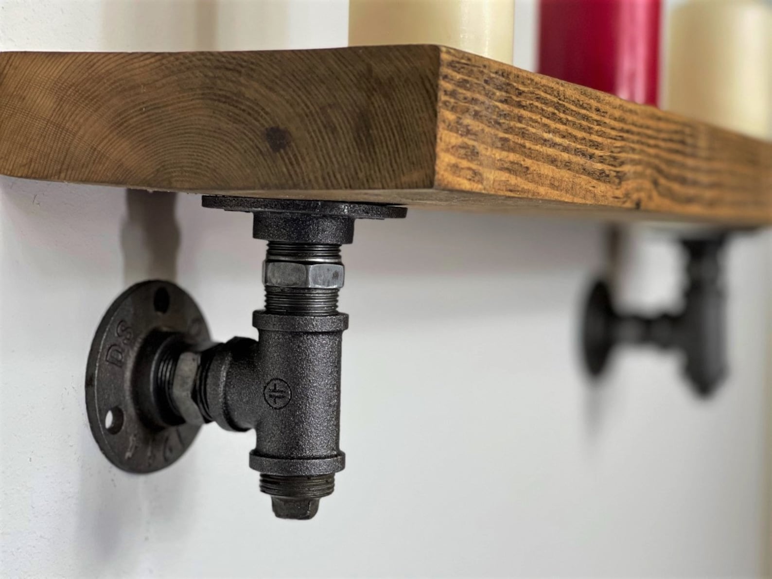 Chunky Pipe Shelf Brackets, Cast Iron. Retro Funky Pipe Brackets ...