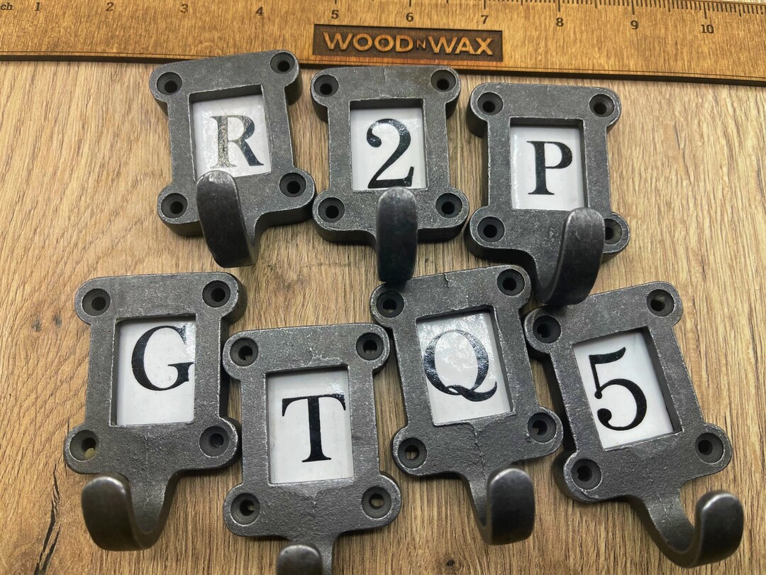Cast Iron Number/letter Hooks .locker Hooks, Antique, Vintage A-Z 0-10 ...